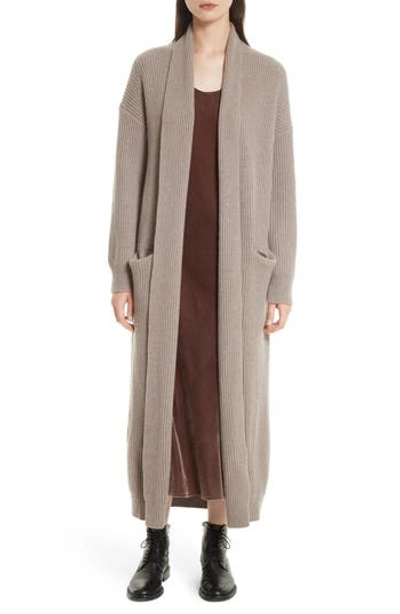 Vince Open-front Ribbed Sweater Robe In Taupe | ModeSens