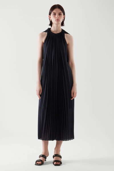 Cos Maxi Pleated Dress In Navy | ModeSens