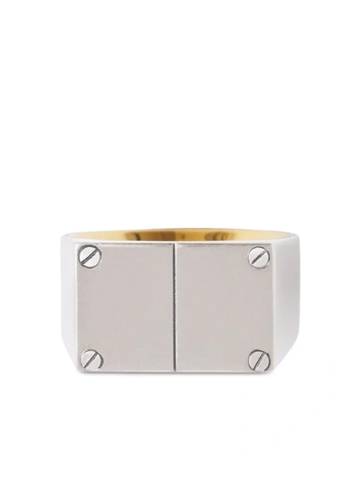 Burberry Double Plaque Signet Ring In Silver | ModeSens