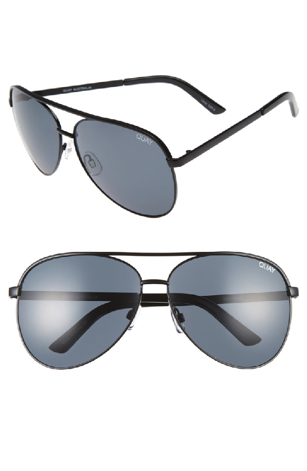 Quay Womens Vivienne Brow Bar Aviator Sunglasses 65mm In Black Smoke