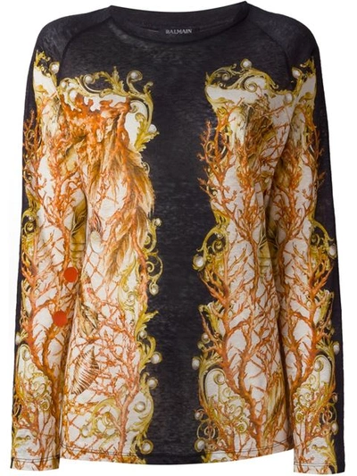 Balmain Baroque Print Top | ModeSens