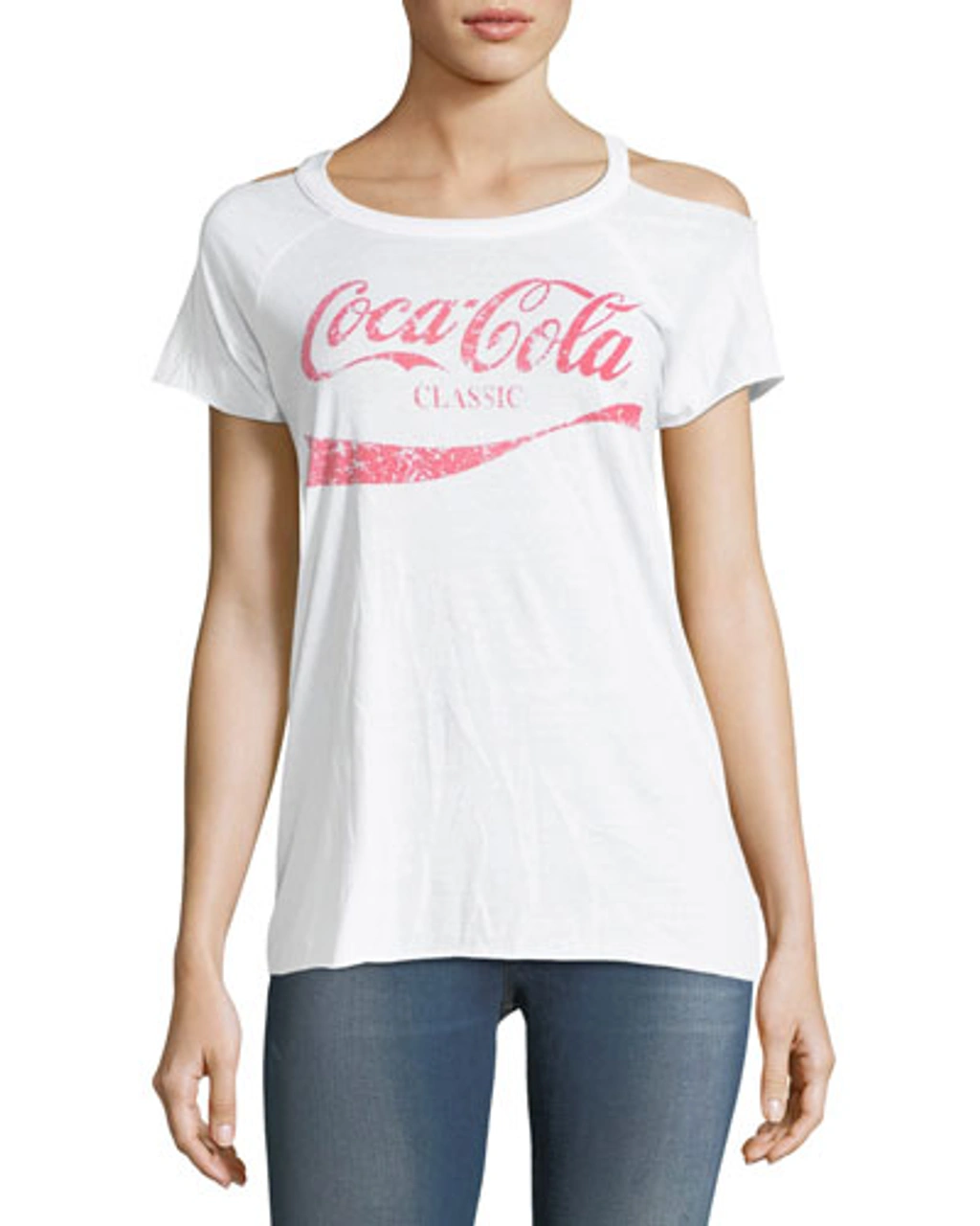 Chaser Classic Cold-shoulder Coca Cola Tee, White | ModeSens