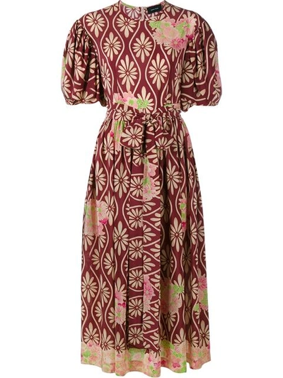 Simone Rocha Floral Silk Midi Dress | ModeSens