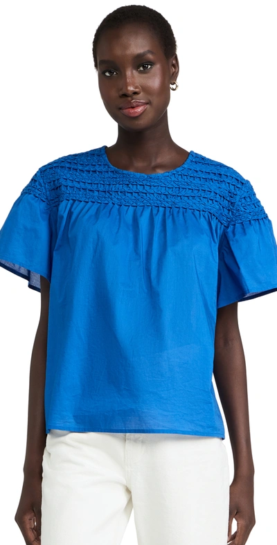 Merlette Lisse Smocked Blouse In Azure | ModeSens