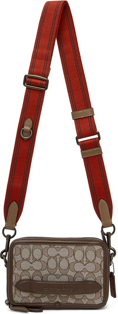 Coach Brown & Red Charter Crossbody Bag In Oak/maple | ModeSens