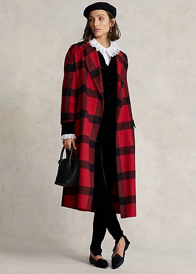 Polo Ralph Lauren Buffalo Plaid Double-faced Wool Coat In Red Buffalo ...