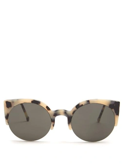 Retrosuperfuture Lucia Puma Cat-eye Sunglasses In Ivory And Dark-brown Tortoiseshell | ModeSens