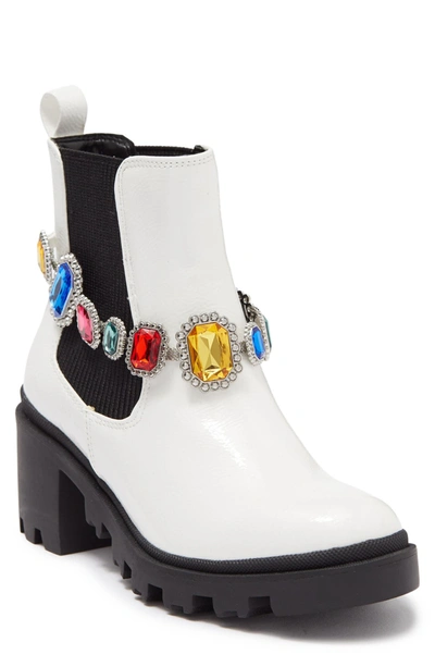 Betsey Johnson Jenesis Embellished Patent Leather Lug Sole Chelsea Boot ...