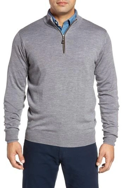Peter Millar Merino Wool & Silk Quarter Zip Pullover In Flannel | ModeSens