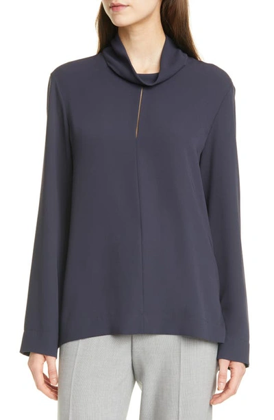 Hugo Boss Iatus Cowl Neck Stretch Silk Blouse In Midnight | ModeSens