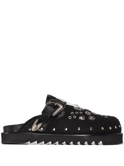 Toga Black Yin Yang Studded Mules | ModeSens