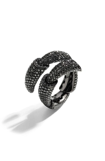 Vhernier Calla Media Ring In White Gold With Black Diamonds | ModeSens