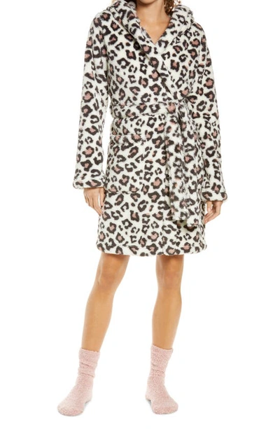Ugg Aarti Faux Shearling Hooded Robe In Cream Leopard | ModeSens