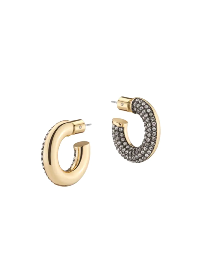 Demarson Women's 12k Gold-plated & Pavé Crystal Hoop Earrings | ModeSens