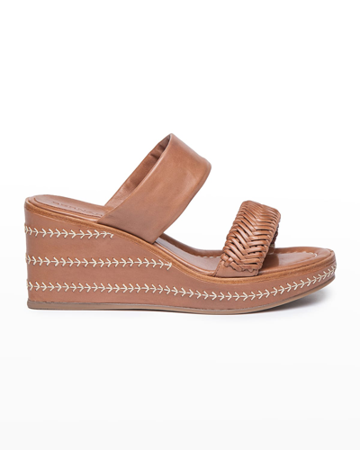 Bernardo Kenzie Wedge Slide Sandals In Luggage Glove Leather | ModeSens
