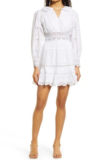 French Connection Biton Cotton Eyelet Balloon-sleeve Dress In Linen ...