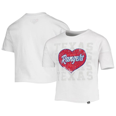 New Era Kids' Girls Youth White Texas Rangers Flip Sequin Heart Crop ...
