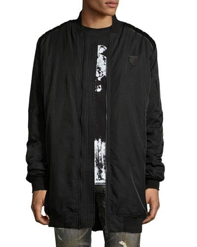 Prps Elongated Bomber Jacket W/leather Trim, Black | ModeSens