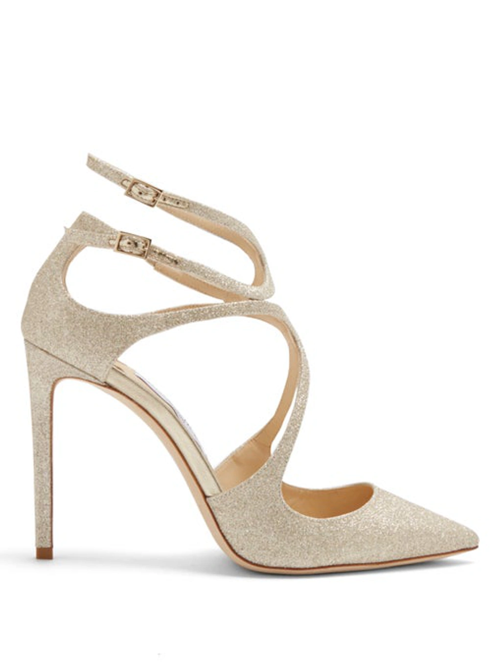 Jimmy Choo Lancer 100 Platinum Ice Dusty Glitter Pointy Toe Pumps ...