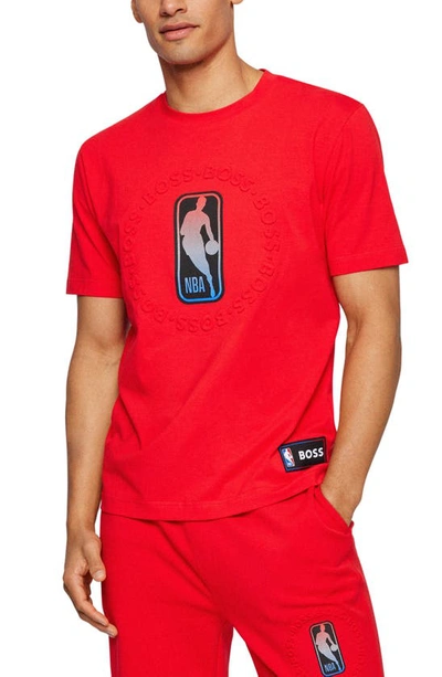 Hugo Boss X Nba Logo-embossed Crew Neck T-shirt In Red | ModeSens
