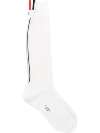 Thom Browne Ribbed Socks - White | ModeSens