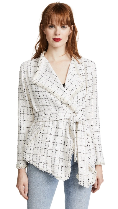 Iro Quinet Belted Tweed Jacket In Ecru Black | ModeSens