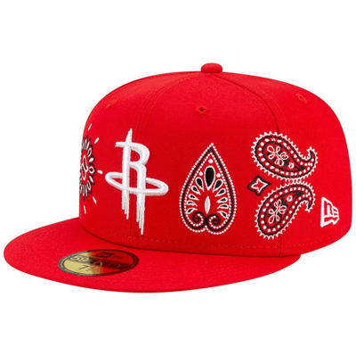New Era Red Houston Rockets Paisley 59fifty Fitted Hat | ModeSens