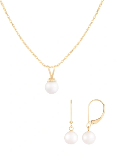 Masako Women's Pearls 2-piece 14k Yellow Gold, 7-8mm Freshwater Pearl ...