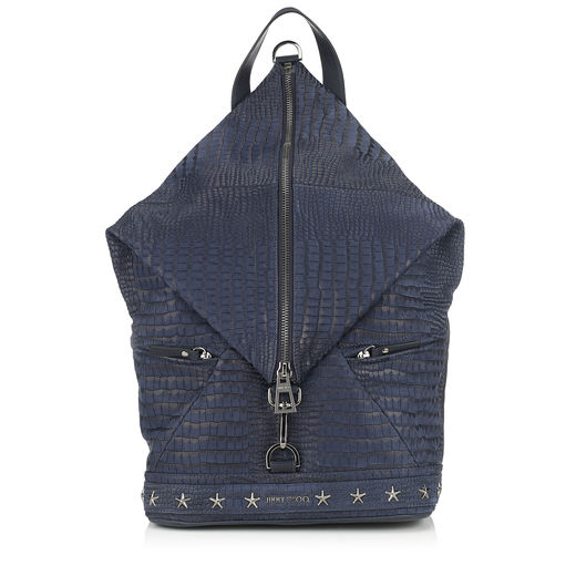Jimmy Choo Fitzroy Uniform Blue Croc Printed Nubuck Backpack With Star ...
