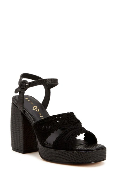Katy Perry Women's The Meadow Woven Platform Sandals In Black | ModeSens