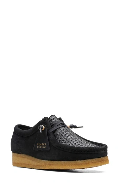 Clarks Wallabee Braided Raffia Moc Toe Derby In Black Raffia | ModeSens