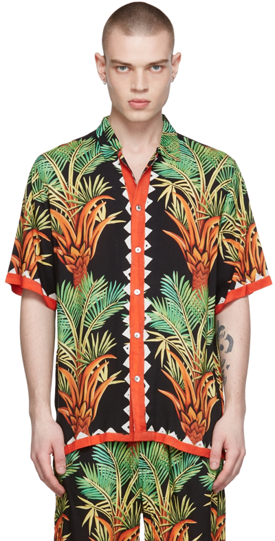 Endless Joy Date Palm Print Short Sleeve Shirt In Black | ModeSens