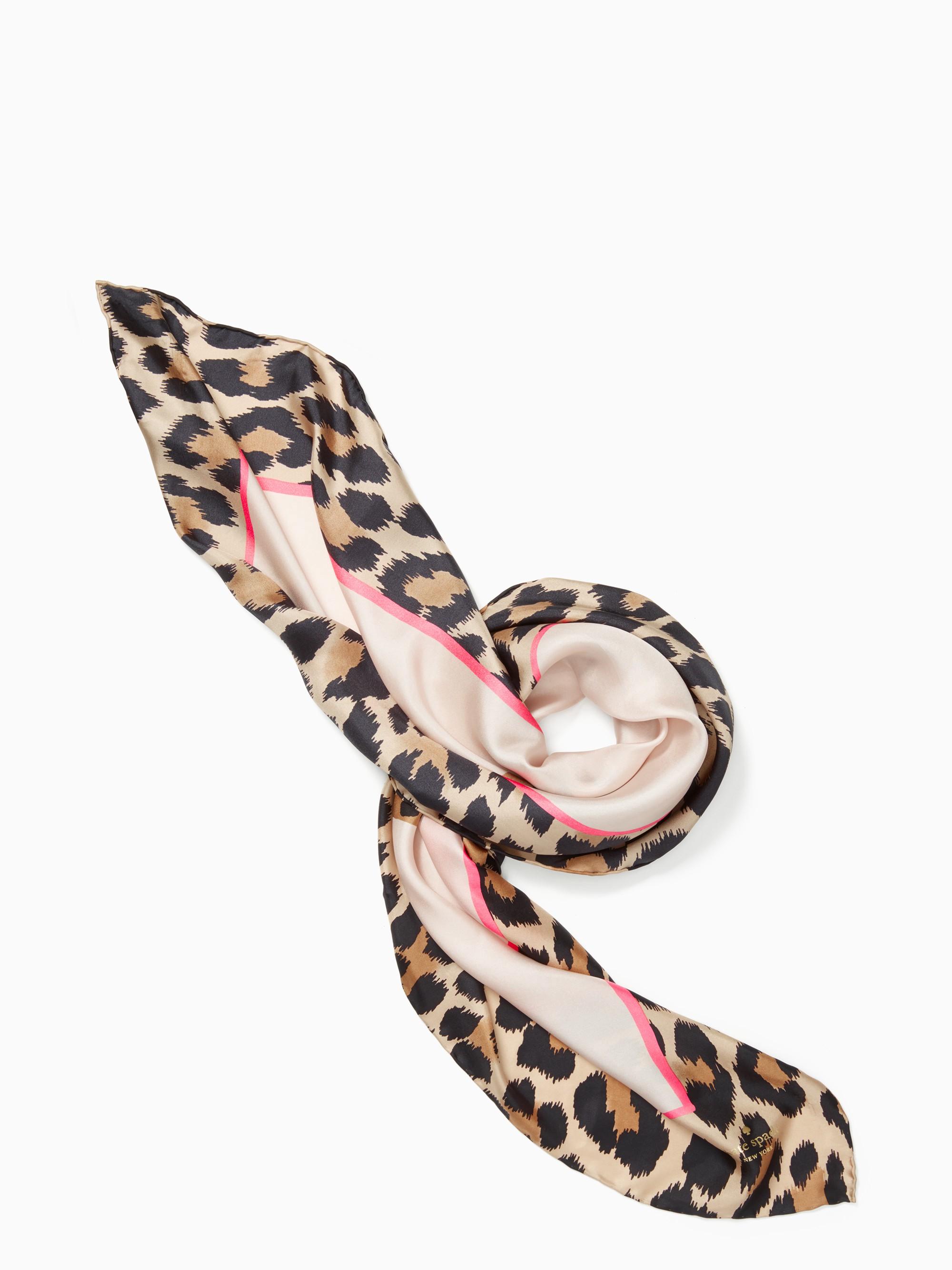 Kate Spade Cheetah Silk Square Scarf In Rose Dew | ModeSens