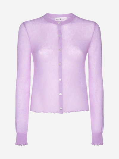 Tory Burch Mohair And Wool Blend Cardigan In Purple | ModeSens Tory Burch Mohair And Wool Blend Cardigan In Purple | ModeSens