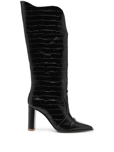 Malone Souliers Claude Crocodile-embossed Boots In Blackblack | ModeSens