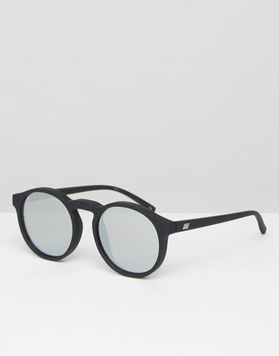 Le Specs Round Sunglasses With Silver Flash Lens - Black | ModeSens