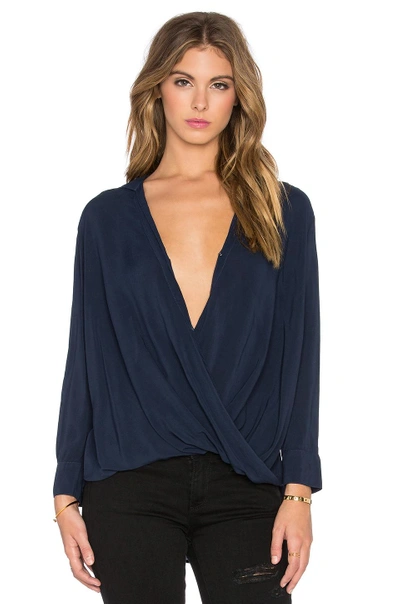 Velvet By Graham And Spencer Tenile Rayon Challis Long Sleeve Cross Front
