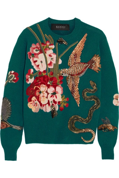 Gucci Embroidered Wool Sweater | ModeSens