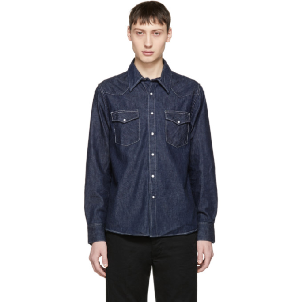 Visvim Blue Denim Social Sculpture Shirt In Wash | ModeSens