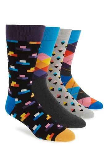 Happy Socks 4-pack Mixed Pattern Box Set In Blue/ Black/ Red Asst ...
