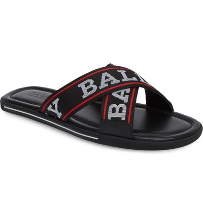 Bally Bonks Men's Crisscross-logo Slide Sandals In Black/white | ModeSens