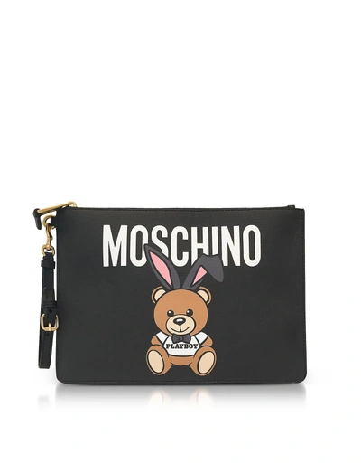 Moschino Toy Bear Portfolio Clutch In Black | ModeSens