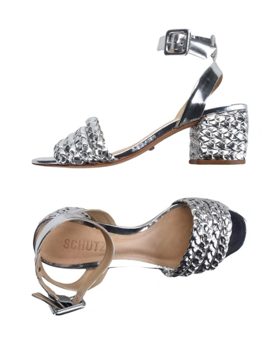 Schutz Sandals In Silver | ModeSens