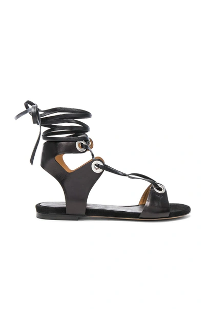 Isabel Marant Jaysta Lace-up Leather Sandals In Black | ModeSens