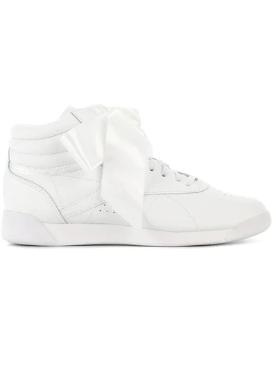 Reebok Freestyle Bow Leather High Top Sneakers In White | ModeSens
