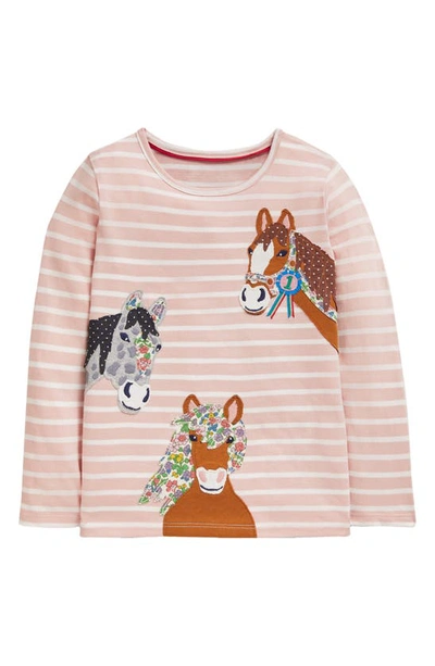 Mini Boden Kids' Horse Appliqué T-shirt In Provence Dusty Pink Horses | ModeSens