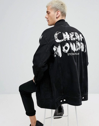 Cheap Monday Mega Graffiti Denim Jacket - Black | ModeSens