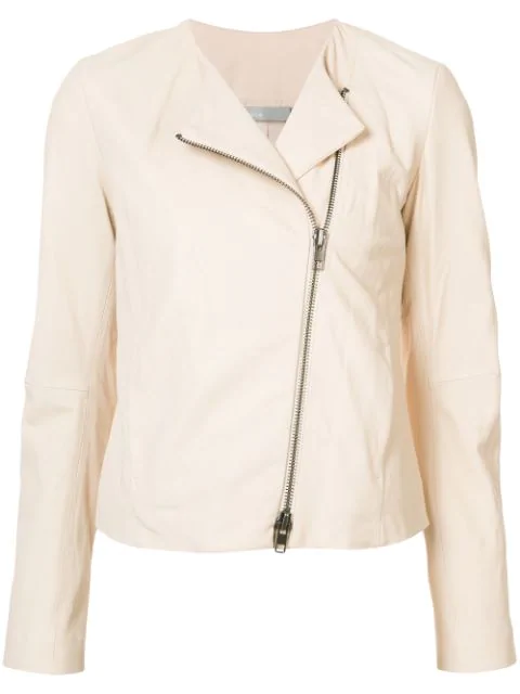 Vince Cross-front Lamb Leather Jacket In Rosewater | ModeSens