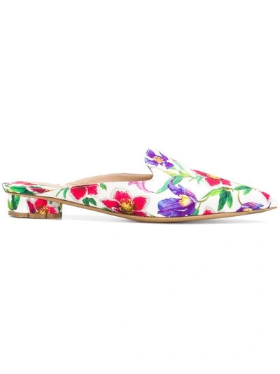 Ferragamo Flower Heel Floral-print Mules | ModeSens