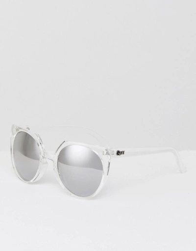Quay Clear Frame Round Sunglasses - Clear | ModeSens